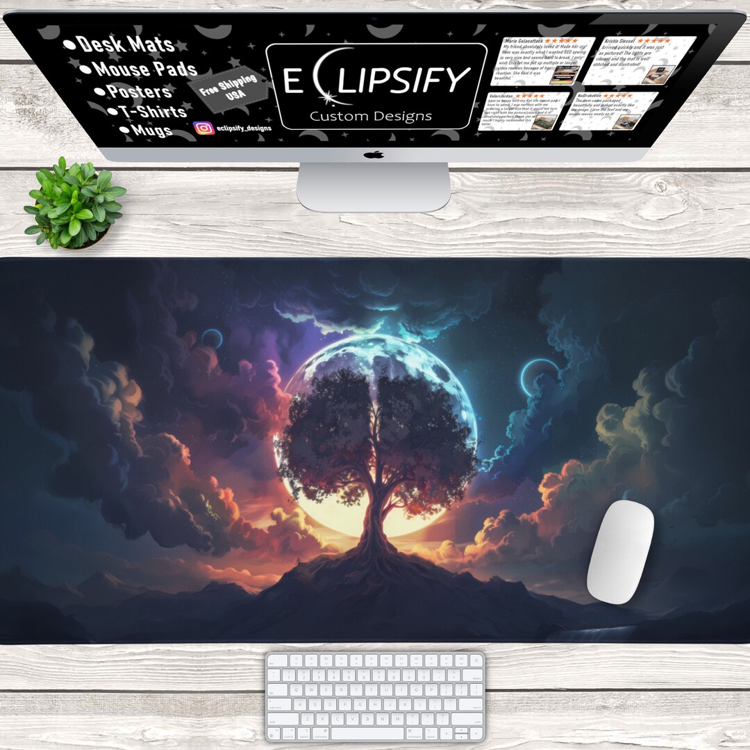 Tree of Life Mouse Pad, Tree of Life Desk Mat, Blue Mouse Pad, Blue ...