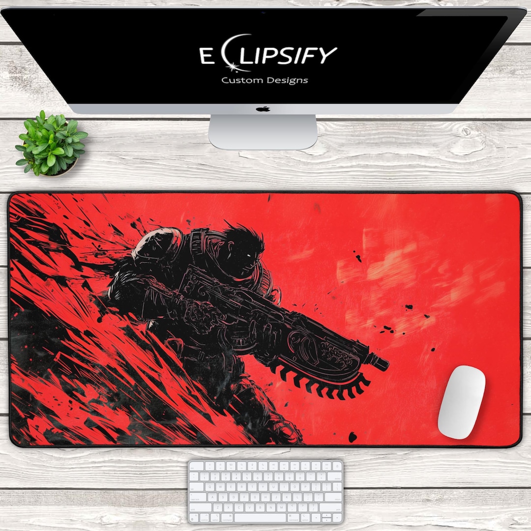 Soldier Mouse Pad, Chainsaw Gun, War, Skull Desk Mat, Gears, Video Game ...