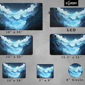 Cute Cloud Pastel Blue Mouse Pad, Blue Desk Mat, Cute Pastel Desk Mat ...