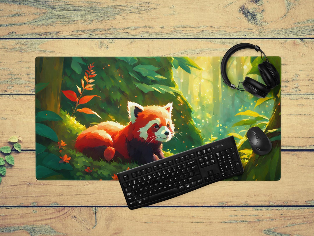 Red Panda Mouse Pad, Kawaii Desk Mat, Red Panda Desk Mat, Animal Mouse ...