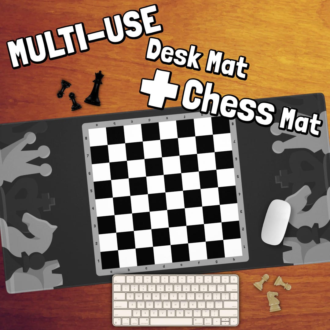 Chess Board Desk Mat, Minimalist Chess Mouse Pad, Chess Gift, Board ...