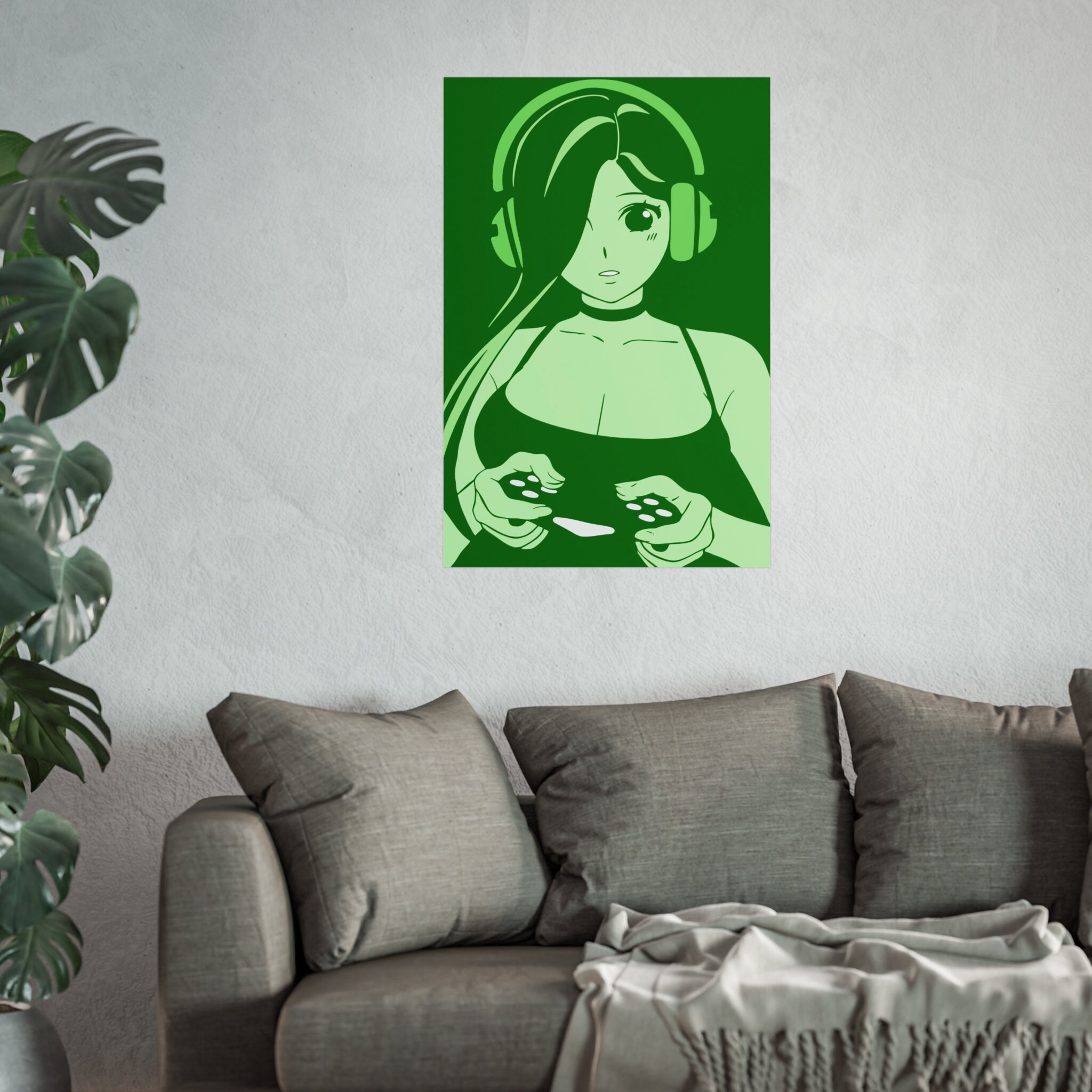 Anime Girl Poster, Anime Girl Print, Gamer Girl, Gaming Girl, Lofi ...