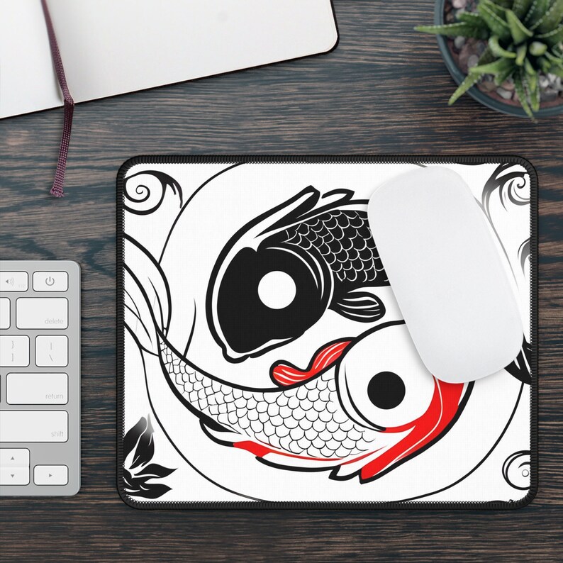 Yin Yang Koi Fish Japanese Desk Mat, Yin Yang Koi Fish Japanese Mouse ...