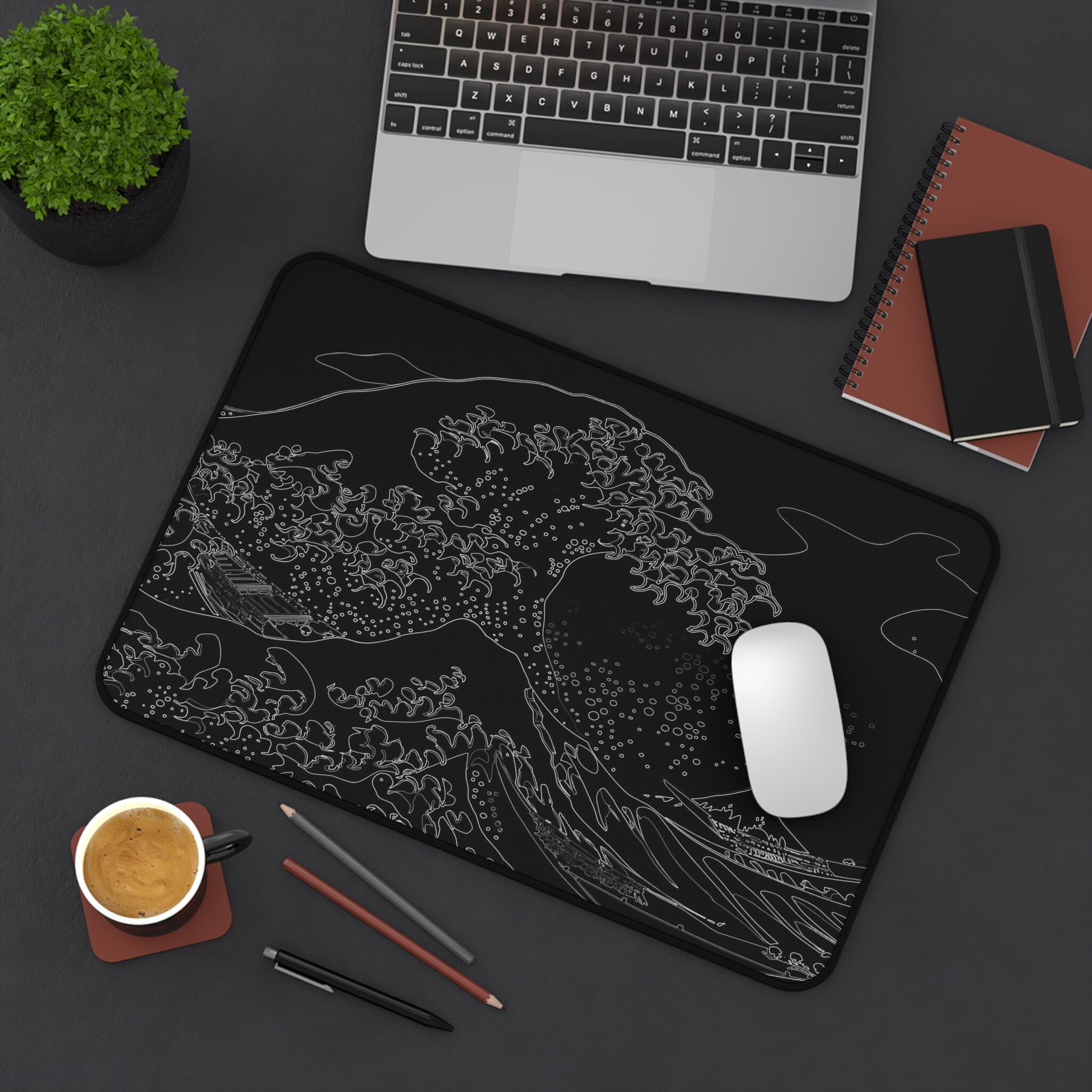 Great Wave off Kanagawa Mat Black and White Japanese - Etsy
