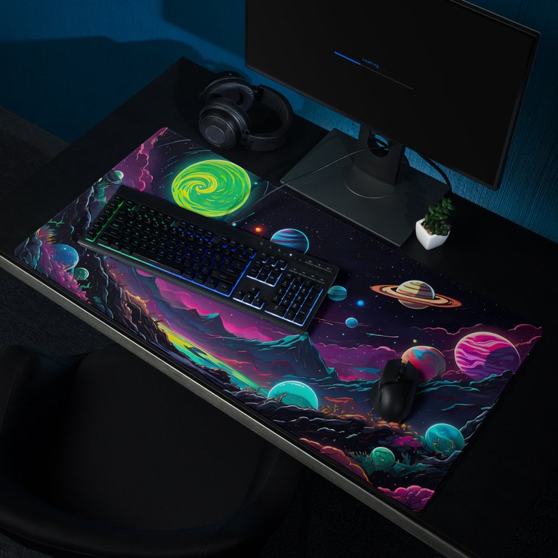 Space Planets Mouse Pad, Space Desk Mat, Galaxy Mouse Pad, Colorful ...
