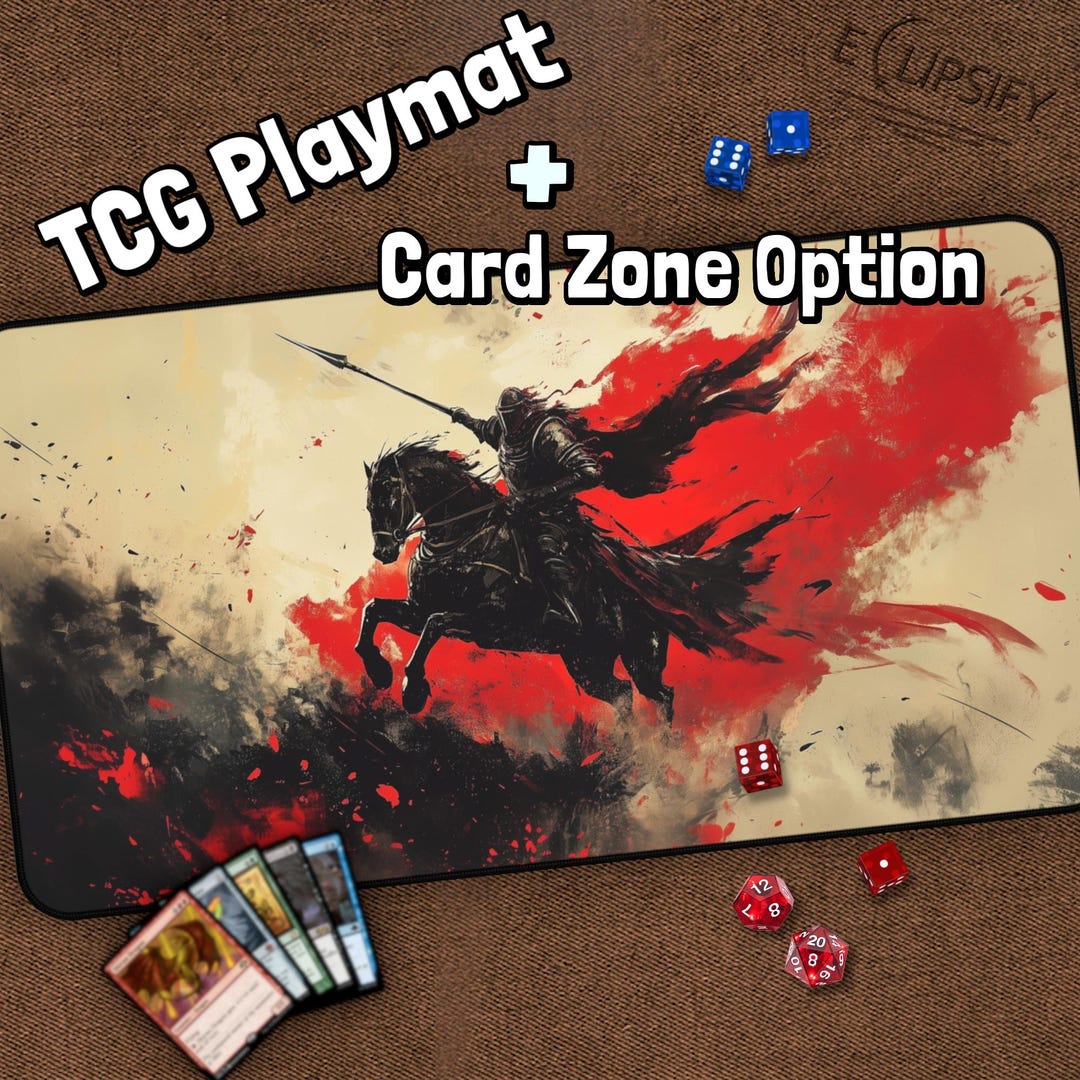 Knight TCG Playmat, Knight on Horse, Dungeons, Knight MTG Play Mat With ...