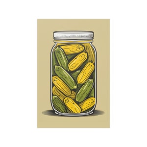 Pickle Poster Print With Faces, Funny Faces Pickle Art Print, Kitchen ...