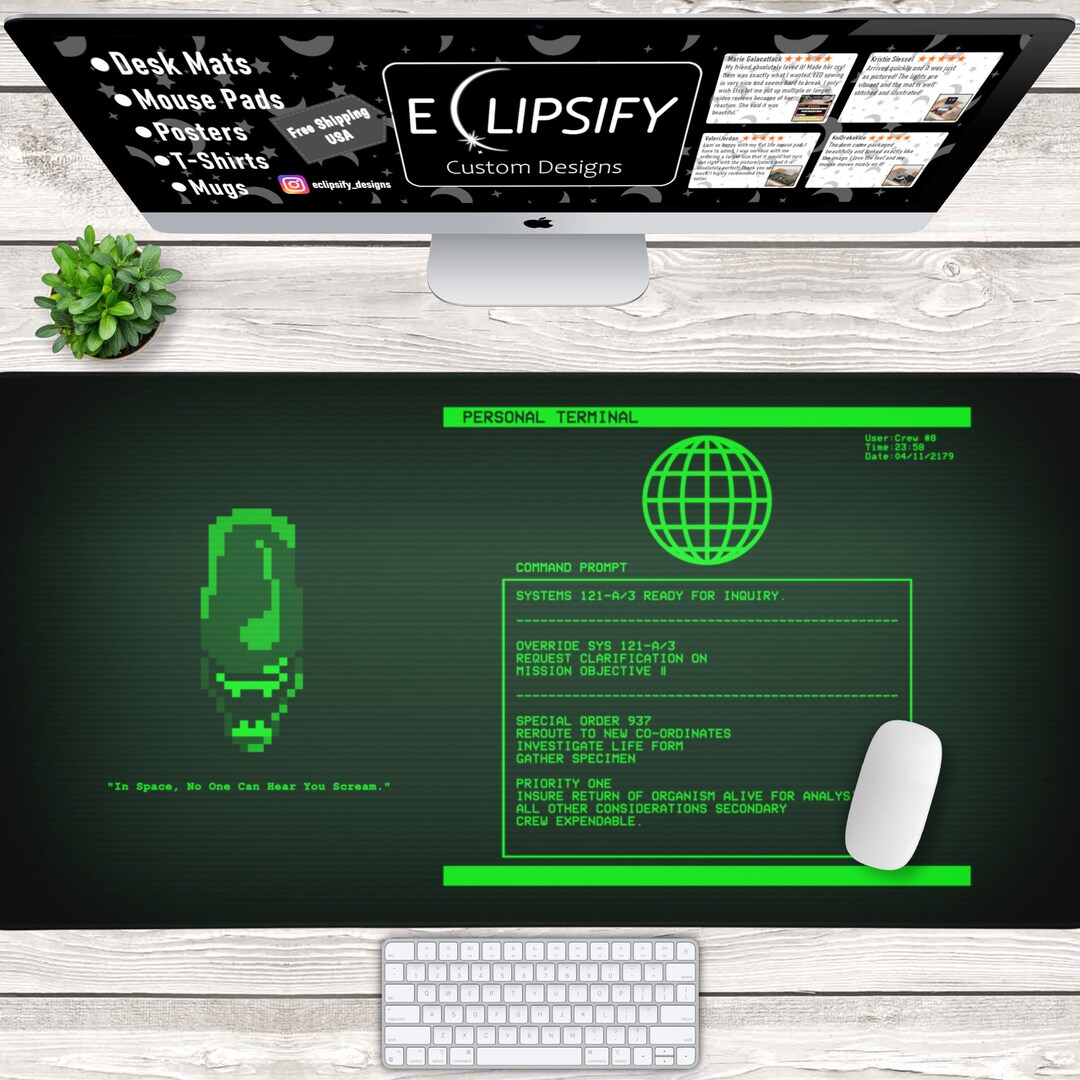 Alien Mouse Pad, Alien Desk Mat, Scifi Terminal Mouse Pad, Gaming Desk ...