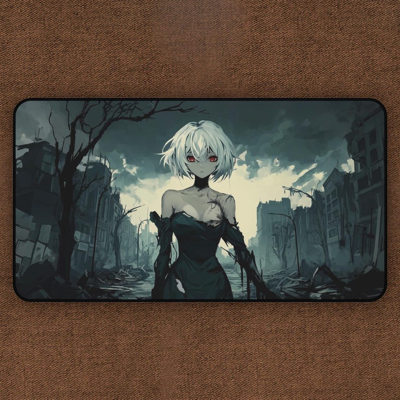Zombie Girl TCG Playmat, Anime Girl, White Hair, Cute MTG Play Mat With ...