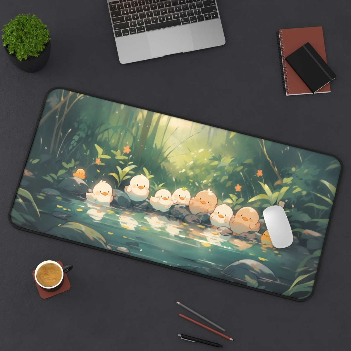 Cute Ducks Kawaii Lofi Mouse Pad, Duck Desk Mat, Cute Pastel Desk Mat ...