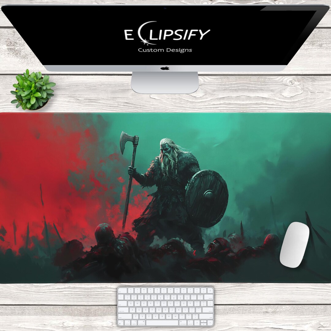 Green and Red Viking Desk Mat, Viking Mouse Pad, Nordic, Viking Boat ...