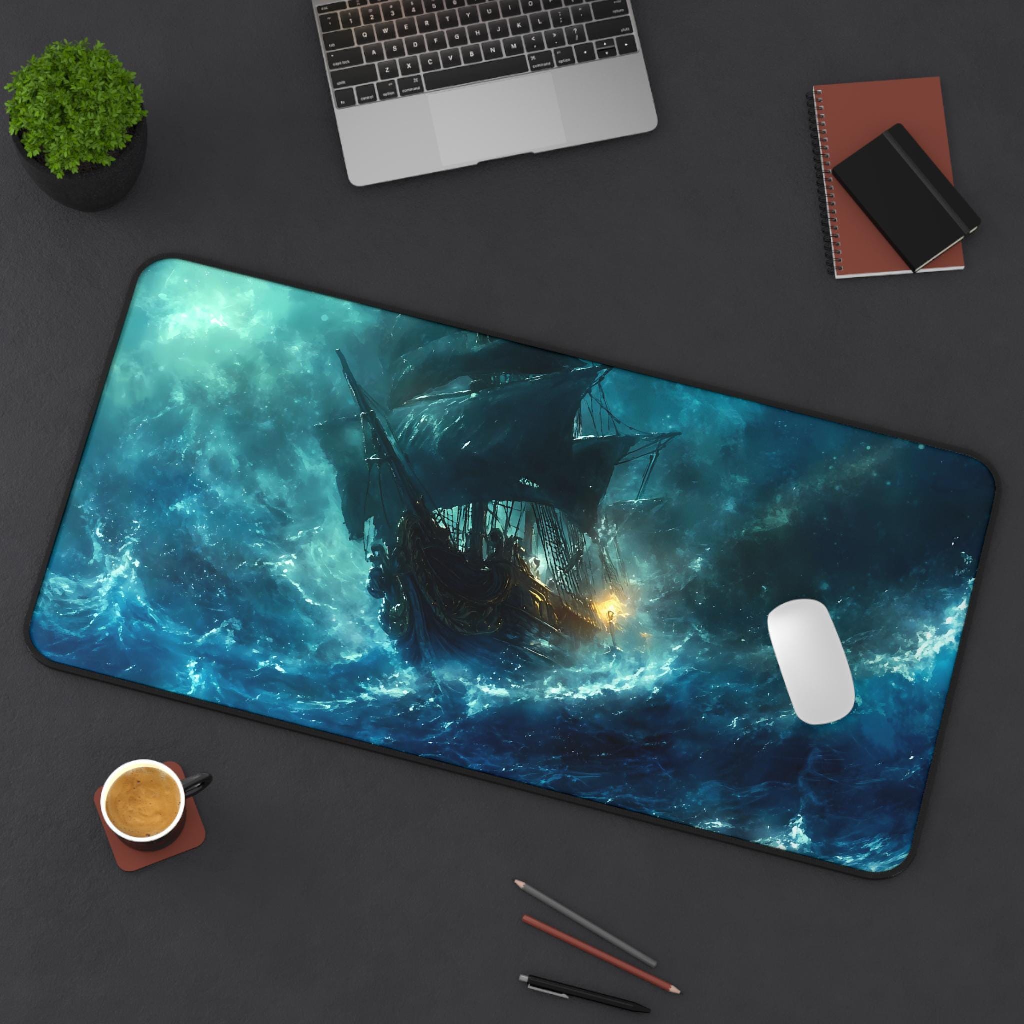 Flying Dutchman Pirate Ship Desk Mat, Boat Mouse Pad, Pirate Ship ...