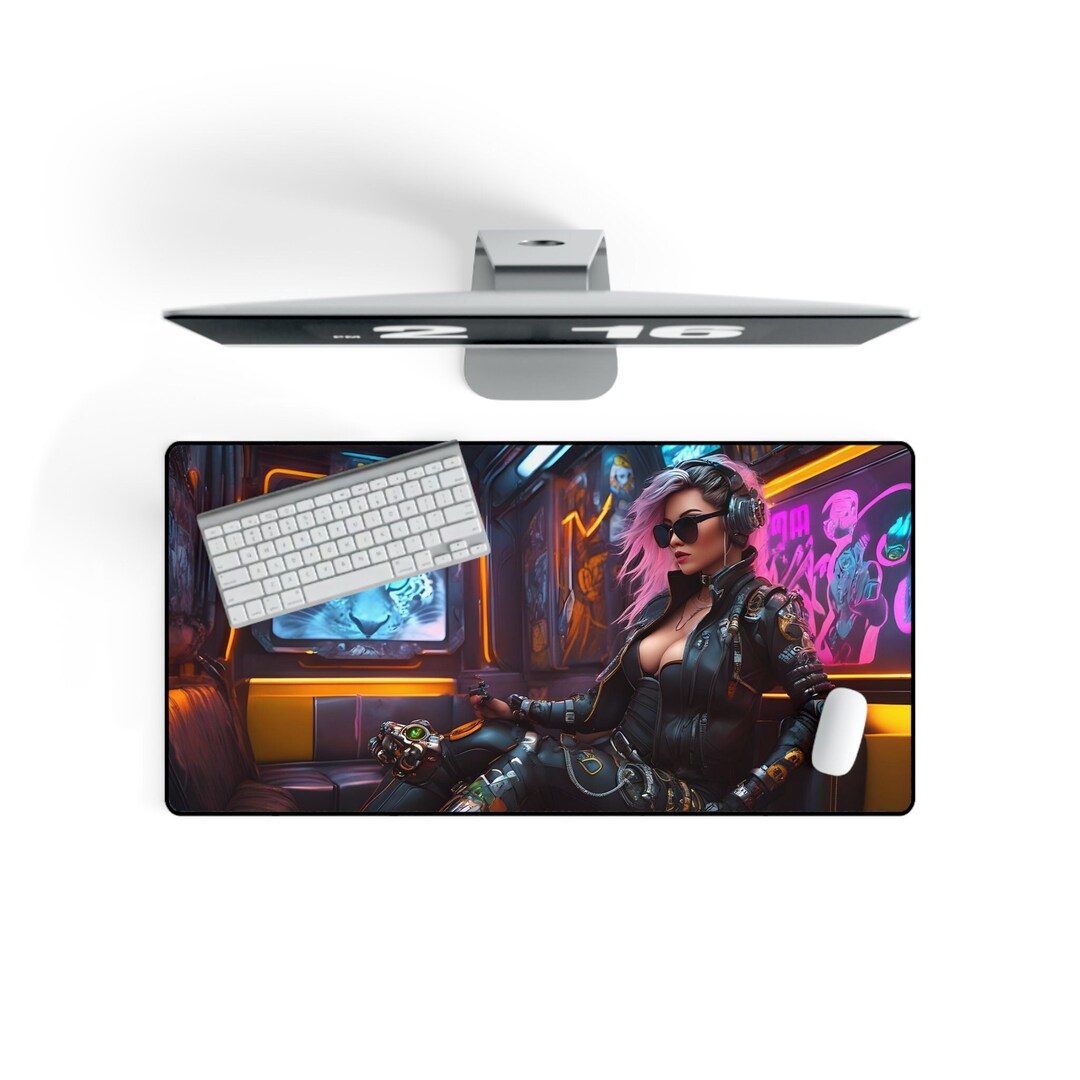 Cyberpunk Girl Mouse Pad Cyberpunk Girl Desk Mat Gamer Desk - Etsy