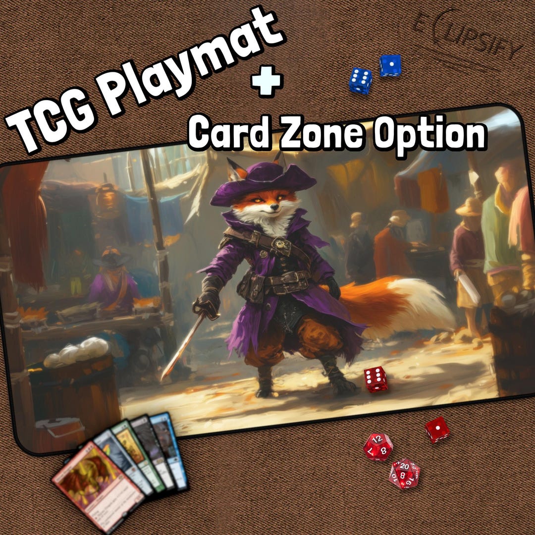 Fox Rogue TCG Playmat, Fantasy MTG Play Mat With Zones, Trading Card ...