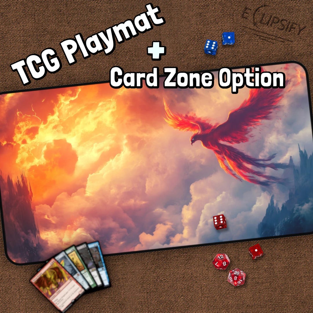 Phoenix Bird TCG Playmat, Magic, Magical Phoenix Play Mat With Zones ...