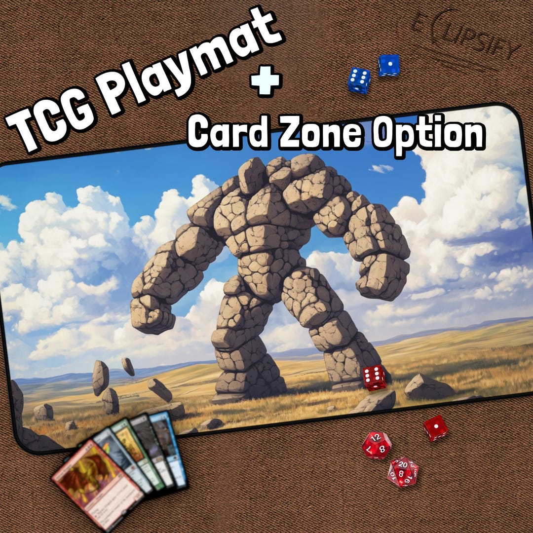 Stone Golem TCG Playmat, Fantasy MTG Play Mat With Zones, Lord, Ring ...