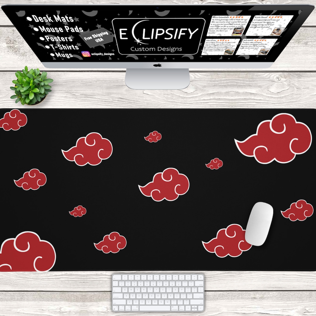 Anime Clouds Mouse Pad, Clouds Desk Mat, Ninja Clouds, Black, Anime ...