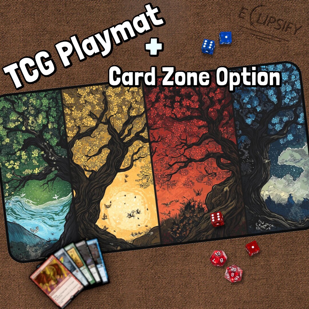 Forest Seasons Fantasy Landscape TCG Playmat, Forest MTG Play Mat With ...