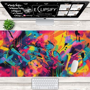 Graffiti Mouse Pad, Colorful Spray Splatter Desk Mats, Graffiti Ink ...