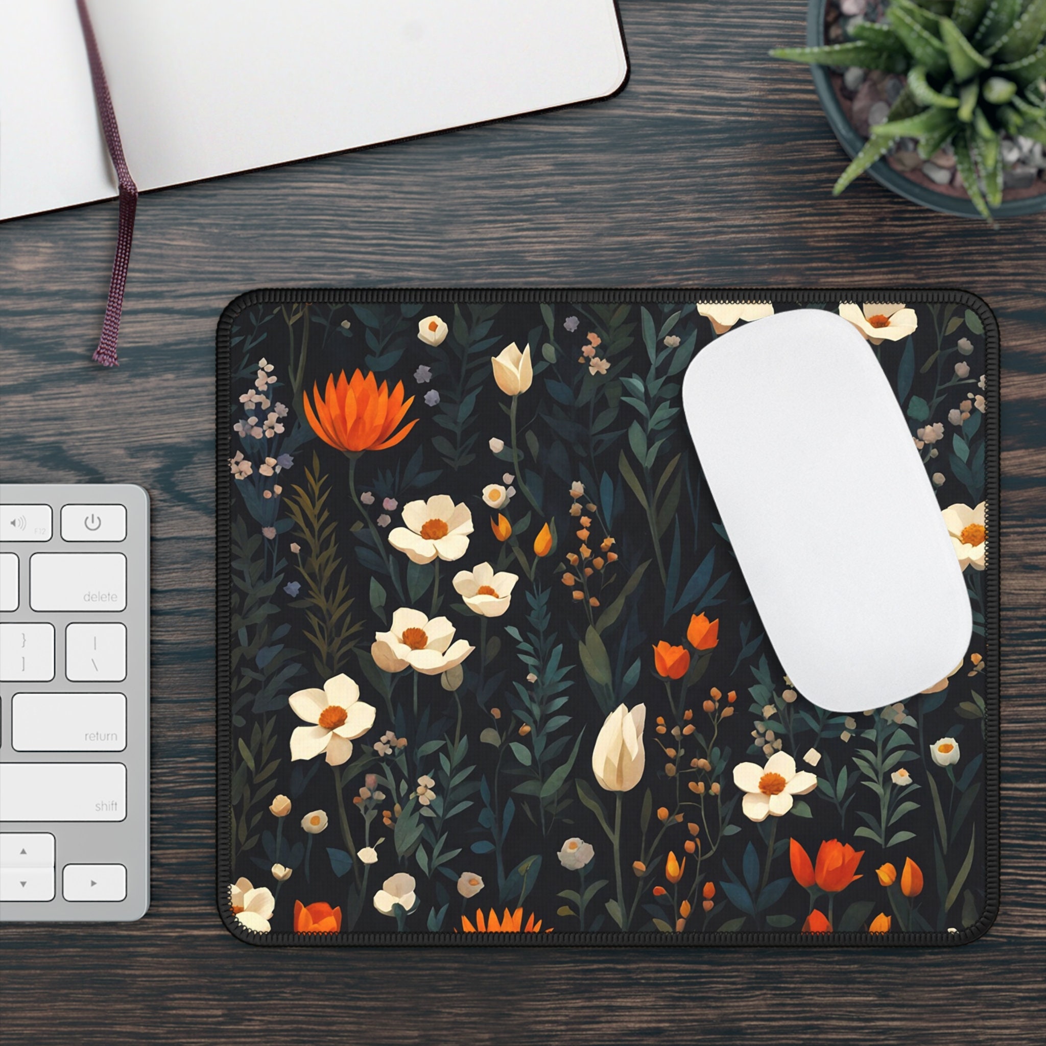Dark Cottagecore Desk Mat, Floral, Botanical Mouse Pad, Vintage ...