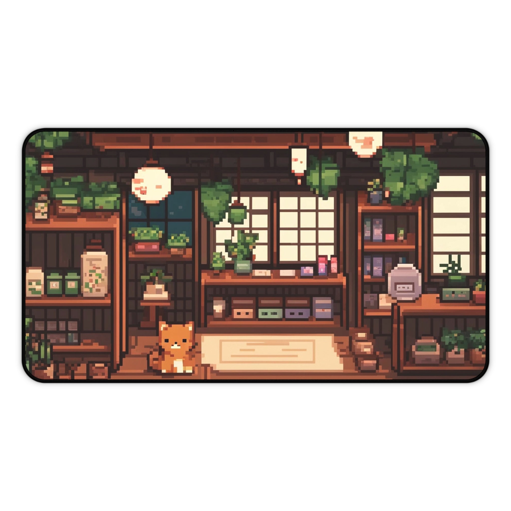Japanese Pixel Art Cat Mouse Pad Pixel Art Cat Desk Mat - Etsy