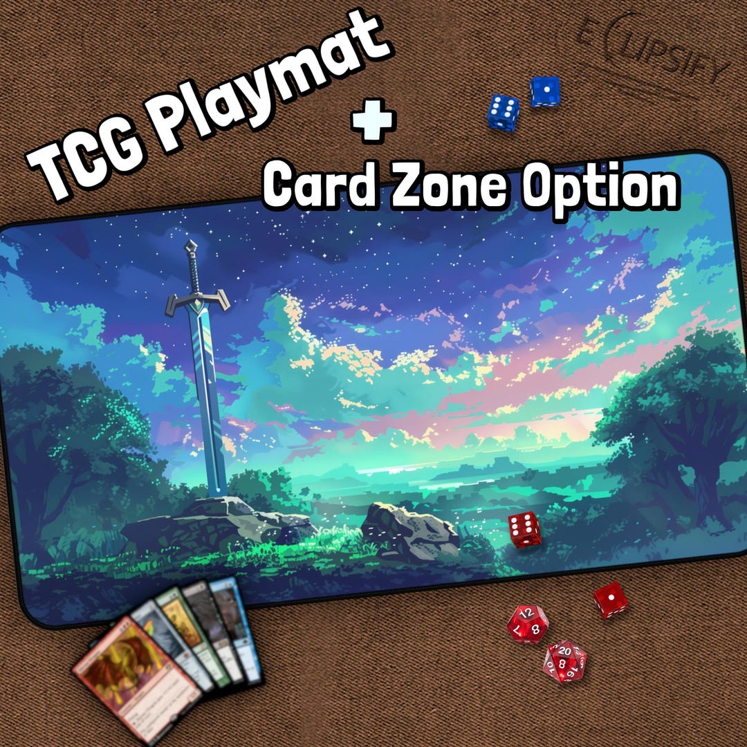 Sword in Stone TCG Playmat, Legend Of, Blue Gaming MTG Play Mat With ...