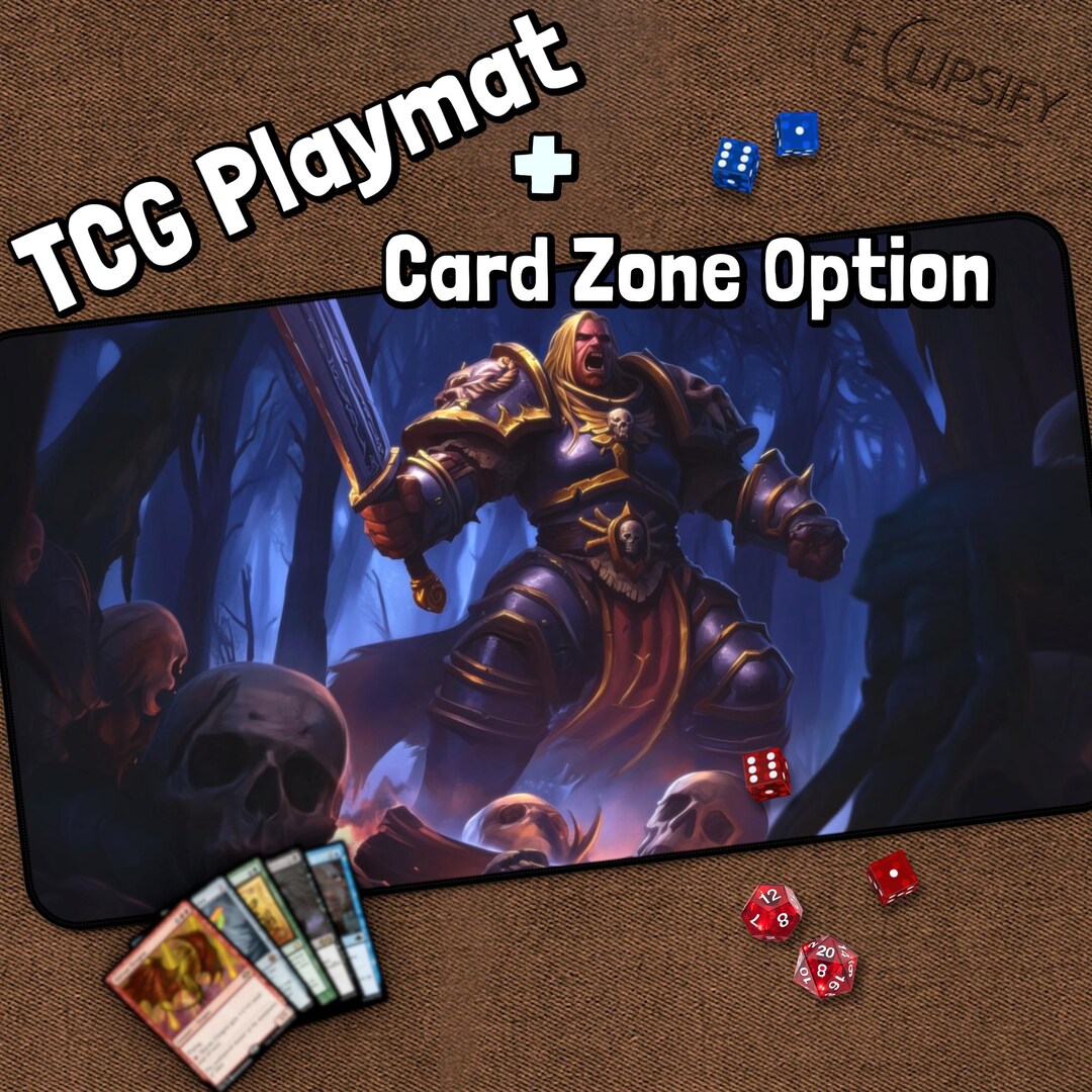 Paladin Knight Playmat, Fantasy MTG Play Mat With Zones, World Desk Mat ...