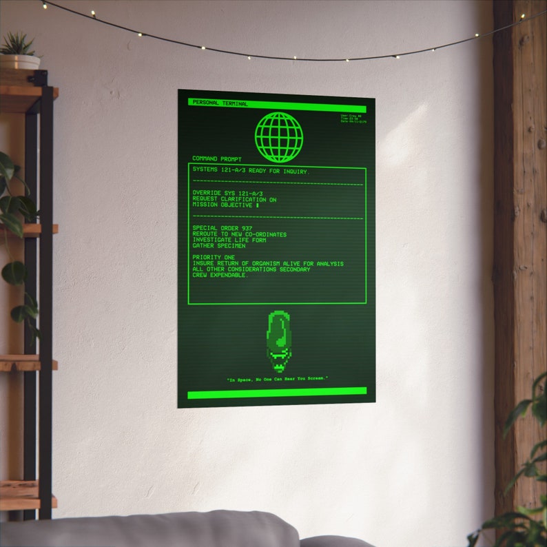 Alien Poster, Scifi Terminal Poster, Gaming Poster, Alien Print, Alien ...