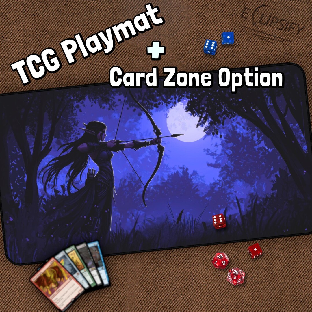 Dark Elf TCG Playmat, Night, Elves MTG Play Mat With Zones, Elf Fantasy ...