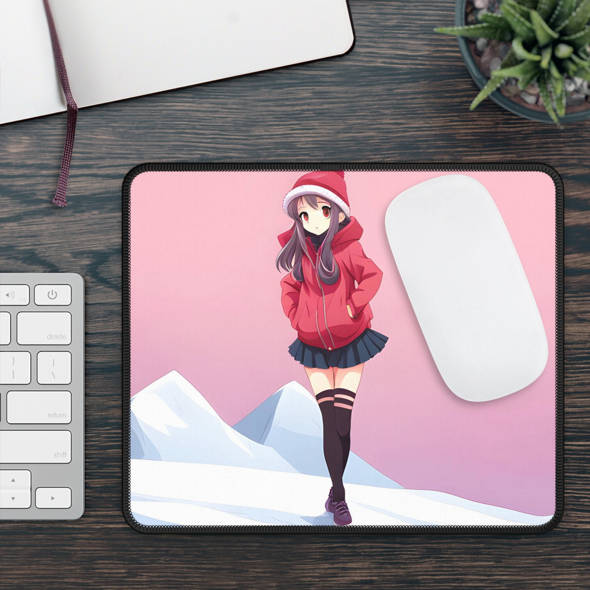 Anime Girl Desk Mat, Anime Girl Mouse Pad, Anime Mouse Pad, Pink Desk ...