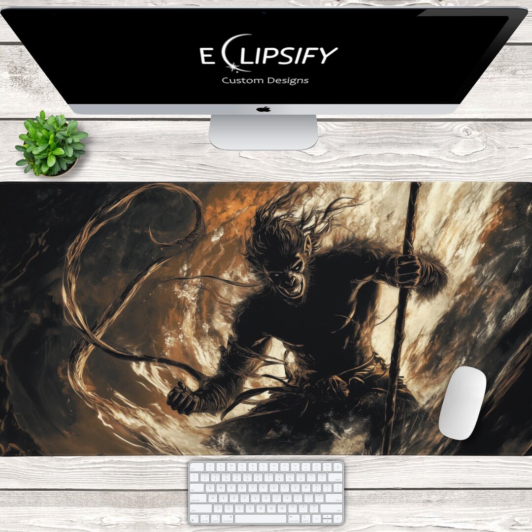 Sun Wukong Monkey King Mouse Pad, Gaming Desk Mat, Black Mouse Pad ...
