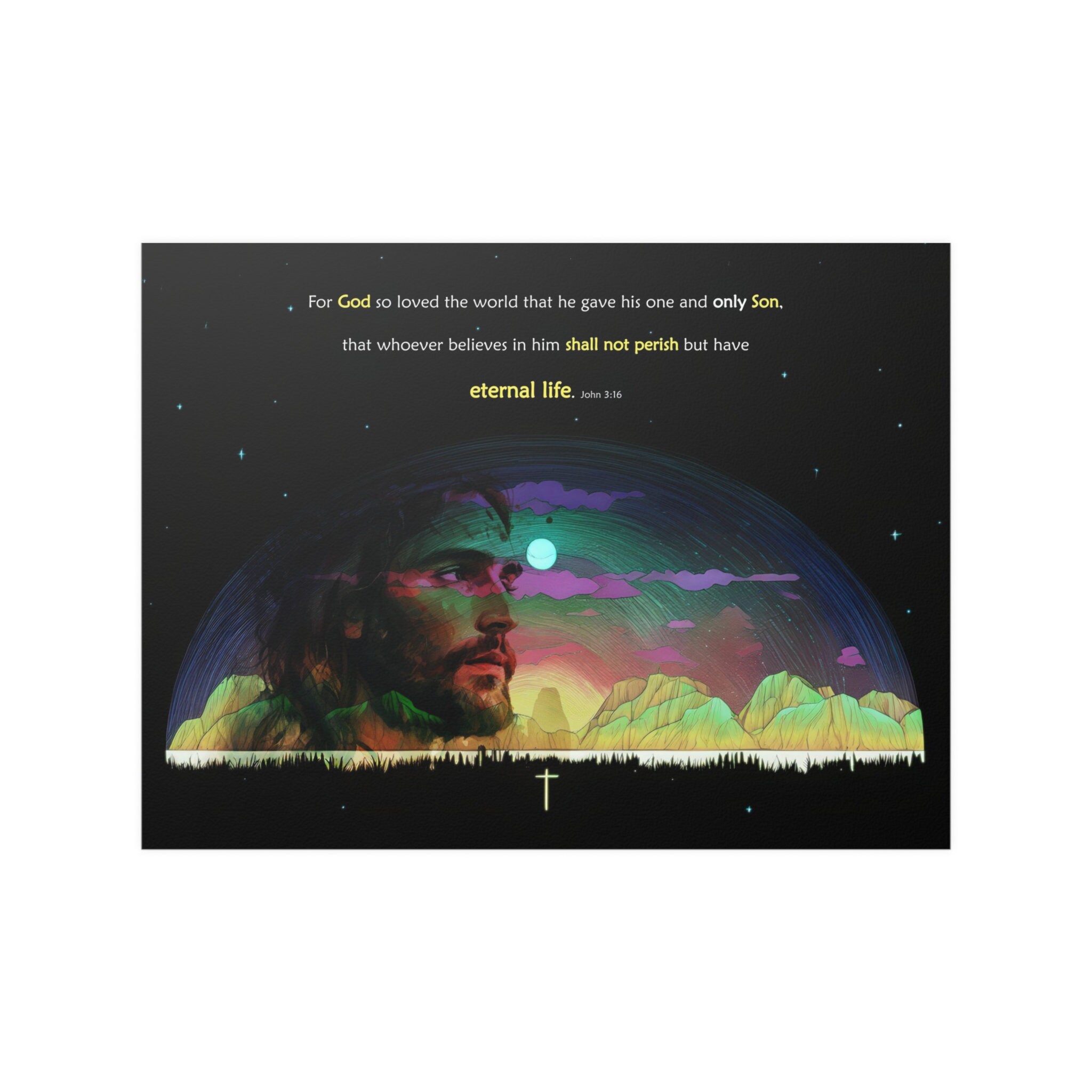 Jesus Bible Cross References Art Print and Quote Poster, Bible Verse ...