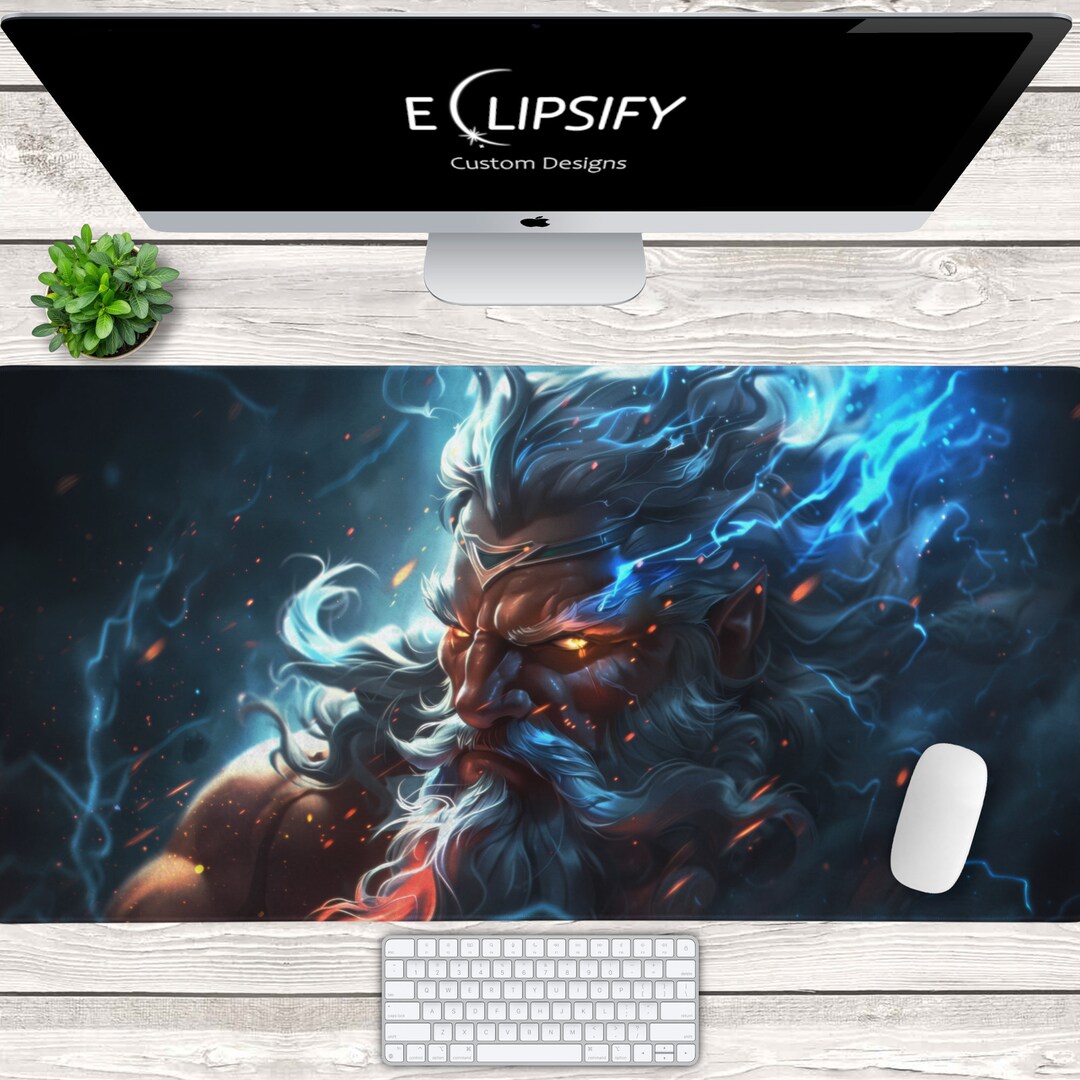 Zeus Gaming Mouse Pad, Blue Desk Mat, Greek Mythology, Video Game ...