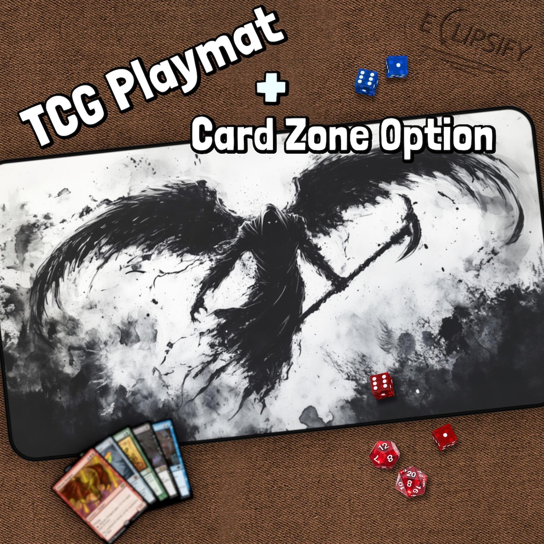 Grim Reaper TCG Playmat, Black and White, Death, the Grim Reaper MTG ...