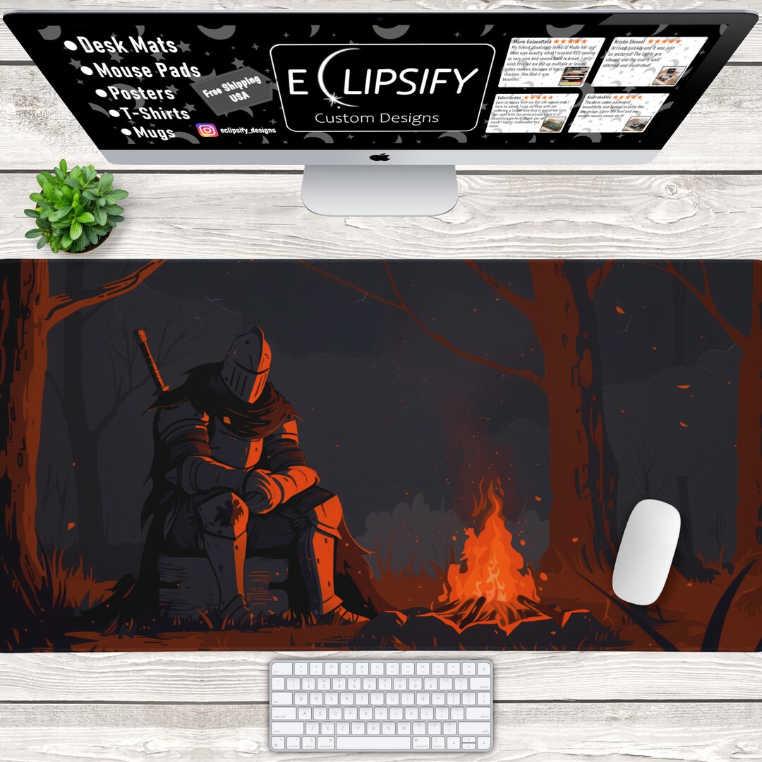 Souls Bonfire Mouse Pad, Souls Desk Mat, Gaming Desk Mat, Video Game ...