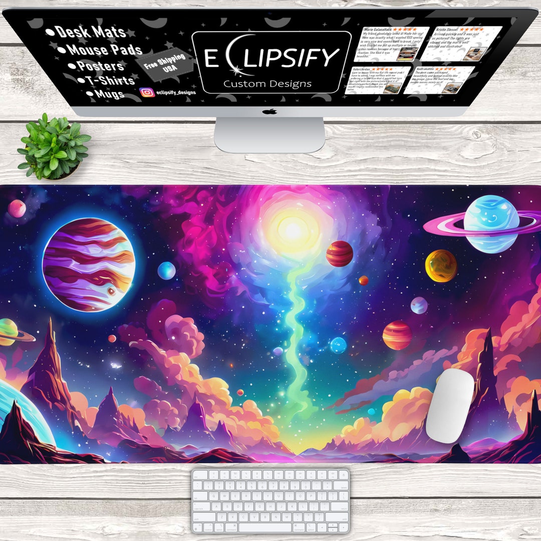 Space Planets Mouse Pad, Space Desk Mat, Galaxy Mouse Pad, Colorful ...