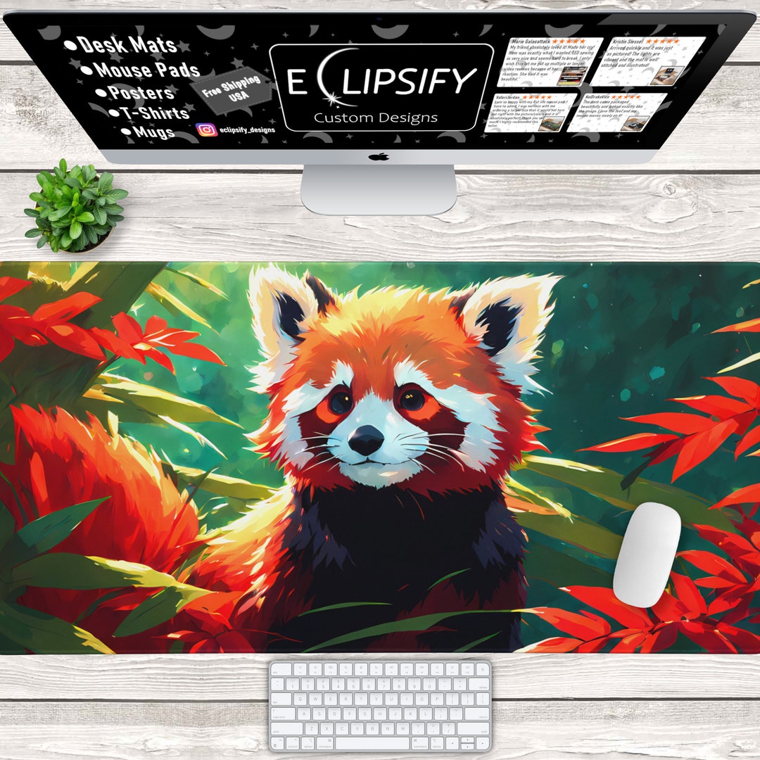 Red Panda Mouse Pad, Kawaii Desk Mat, Red Panda Desk Mat, Animal Mouse ...