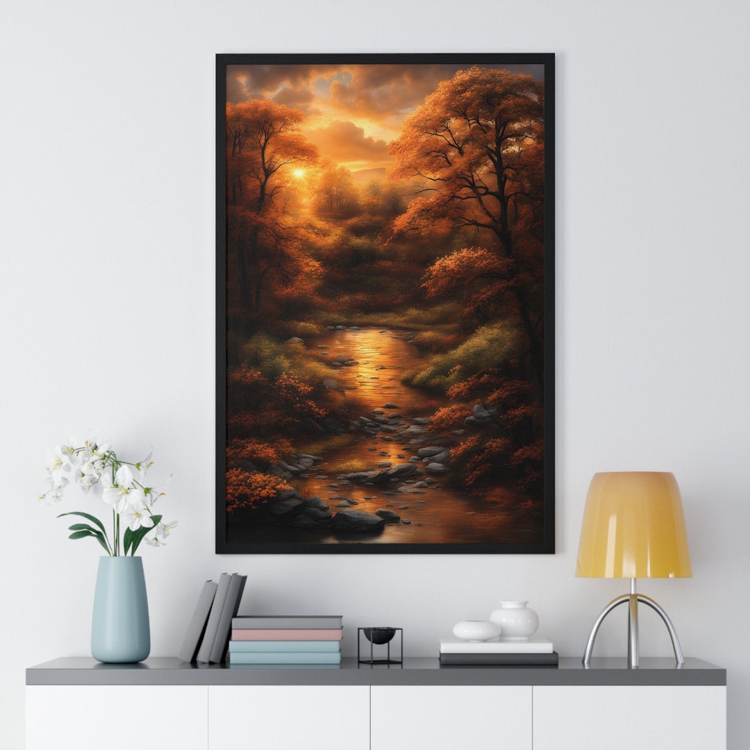 Autumn Sunset Poster Print, Autumn Leaves Poster, Autumn Forest Wall ...