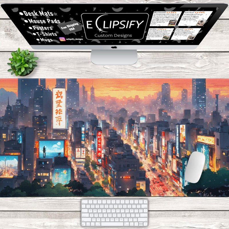Tokyo Pixel Art Mousepad - Etsy