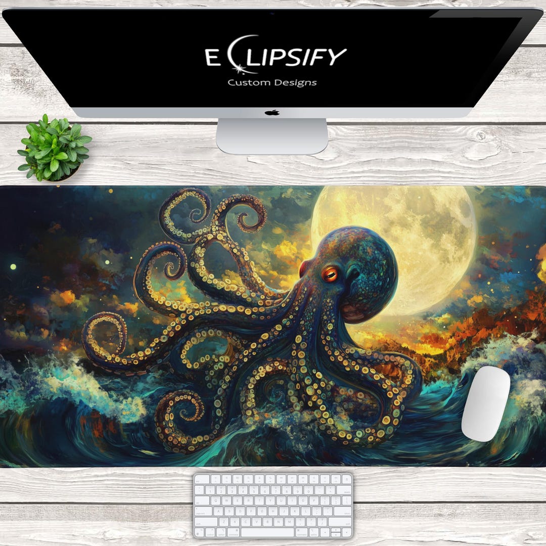 Octopus Desk Mat, Moon Mousepad, Octopus Mouse Pad, Gaming Mousepad XL ...