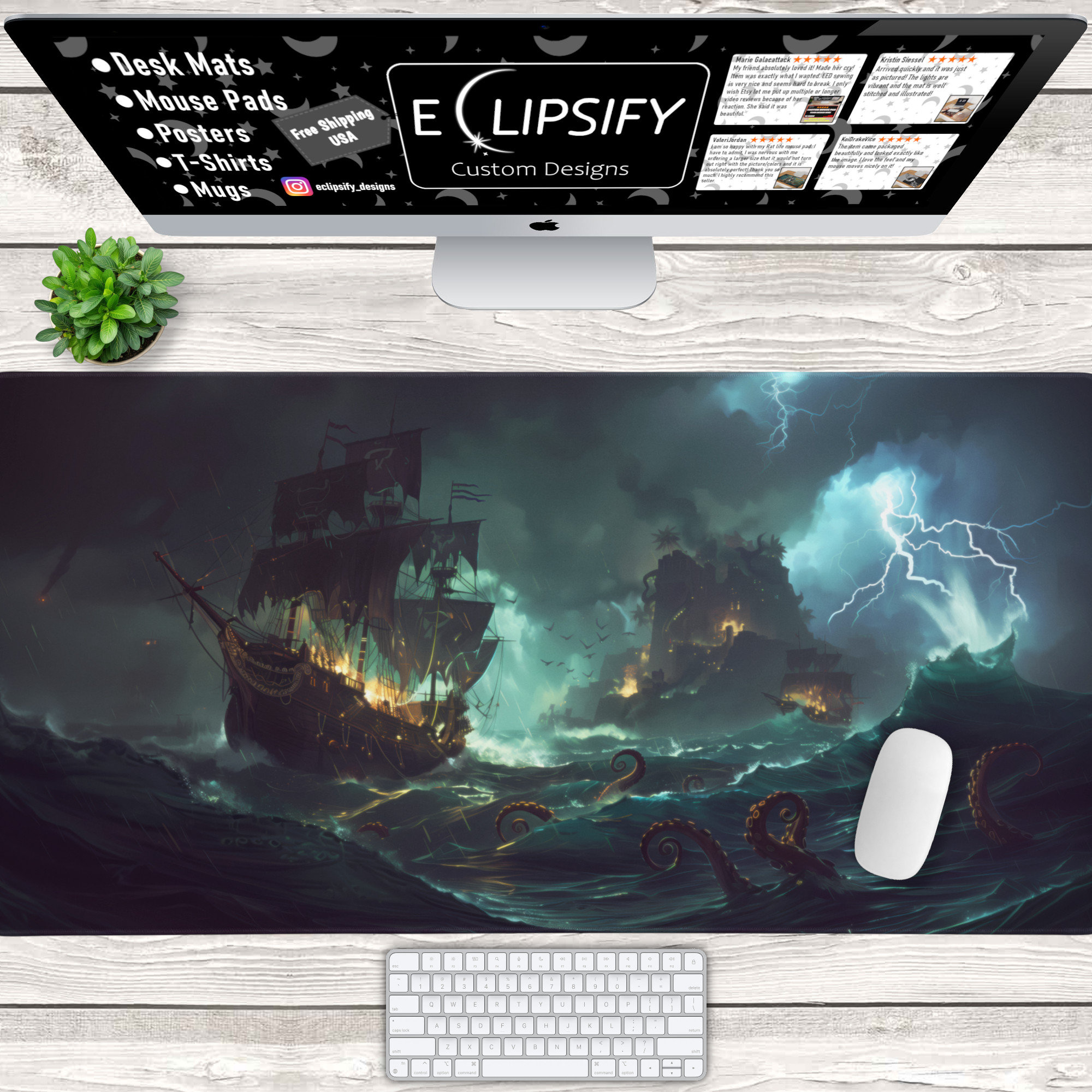 Pirate Ship Desk Mat, Sea Thieves Mouse Pad, Pirate Ship, Fantasy, MTG ...