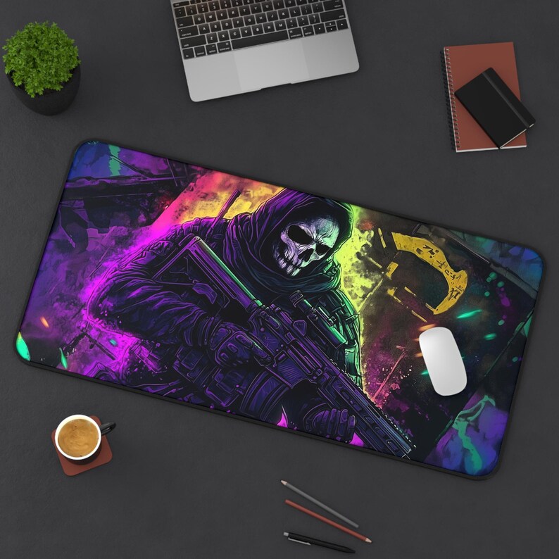 Ghost Soldier Mouse Pad, Skull Mask, Call, Skull Desk Mat, Duty, Video ...