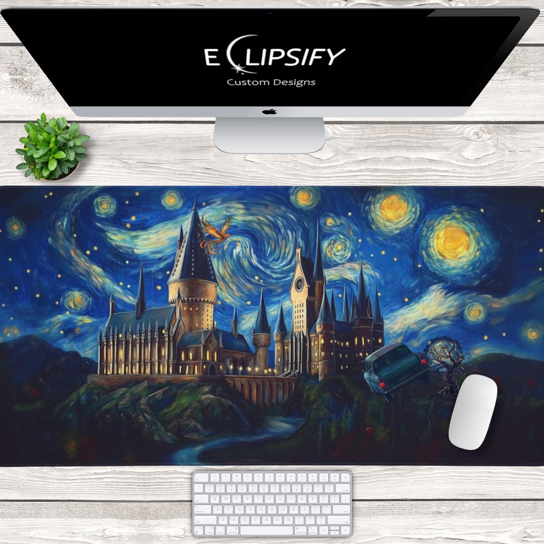 Wizard Castle Mouse Pad, Wizard Castle Desk Mat, Starry Night, Magic ...