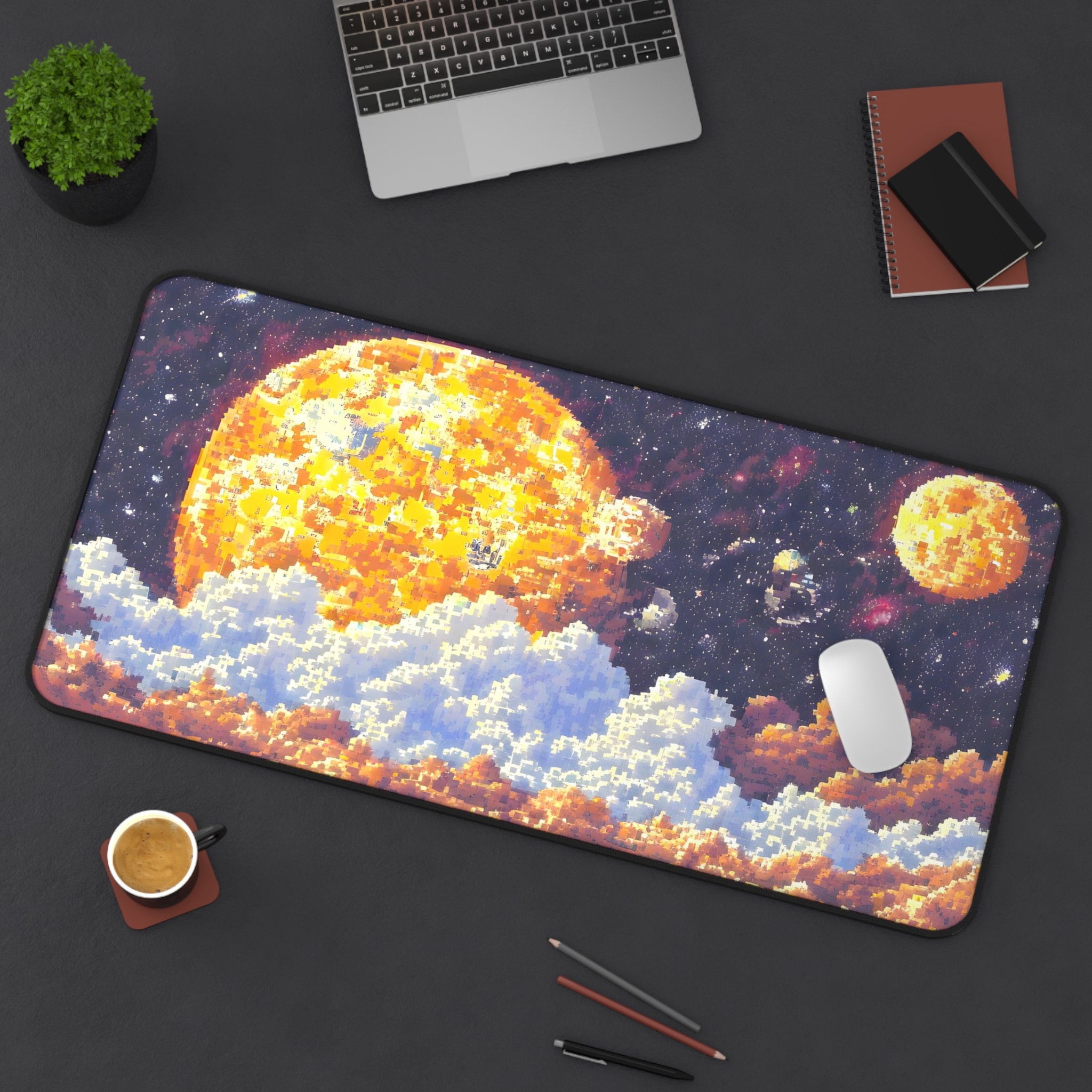 Pixel Art Clouds Mouse Pad Pixel Art Space Desk Mat Sunset - Etsy