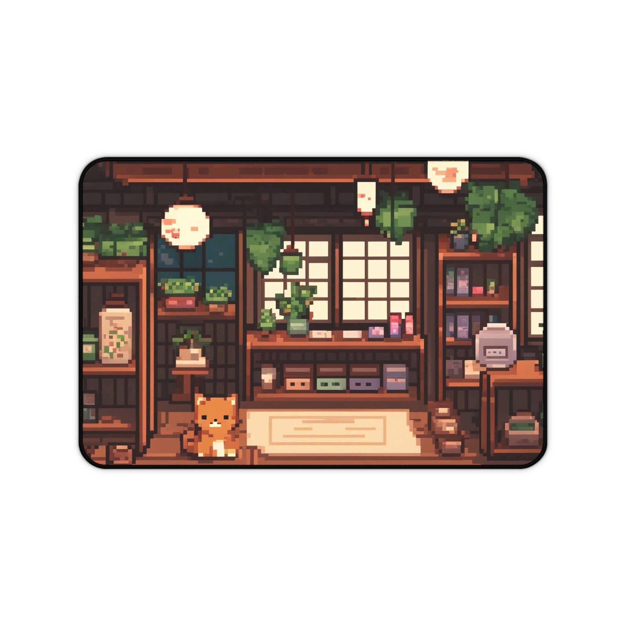 Japanese Pixel Art Cat Mouse Pad Pixel Art Cat Desk Mat - Etsy