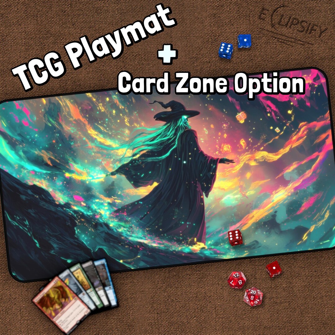 Dark Magical Wizard TCG Playmat, Fantasy MTG Play Mat With Zones ...