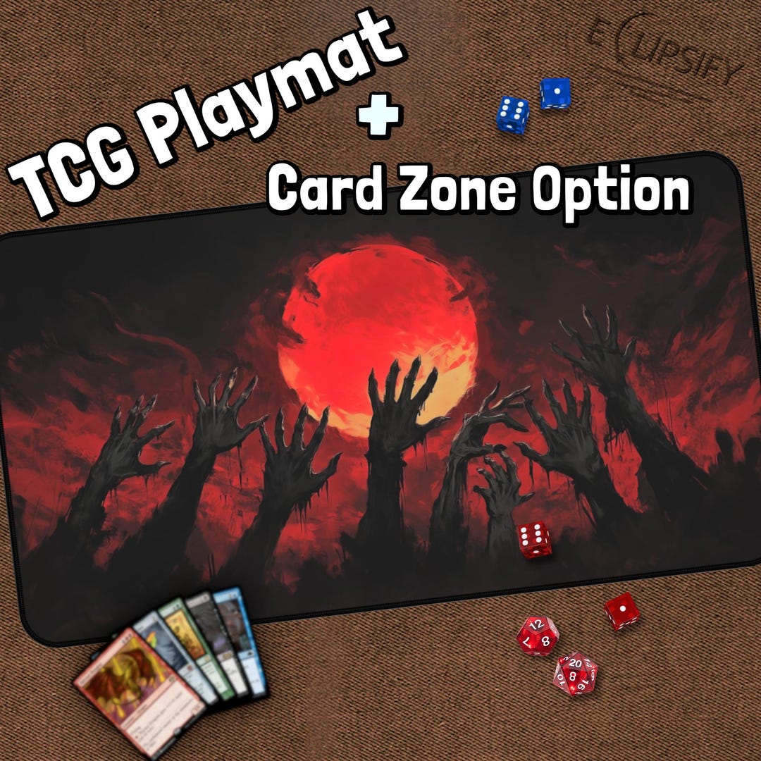 Zombie Undead TCG Playmat, Zombie MTG Desk Mat, Red Gaming Mat, Card ...