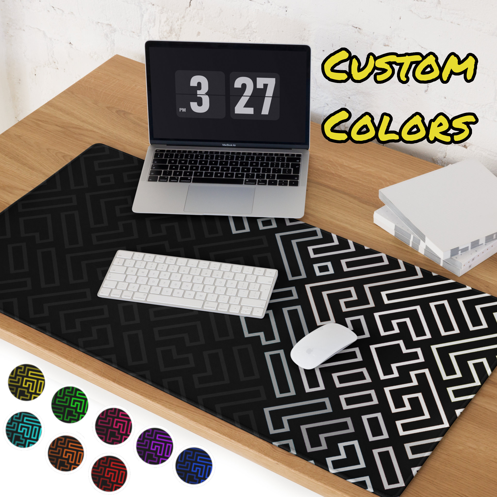 Black and White Pattern Mouse Pad Black and White Desk Mat - Etsy