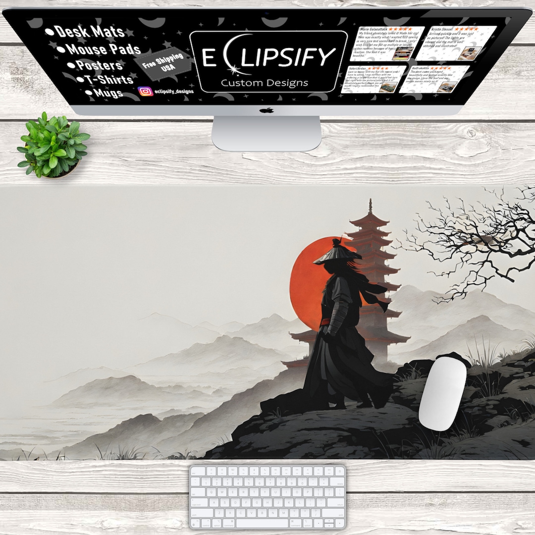 Japanese Samurai Mouse Pad, Japanese Samurai Desk Mat, Minimalist ...