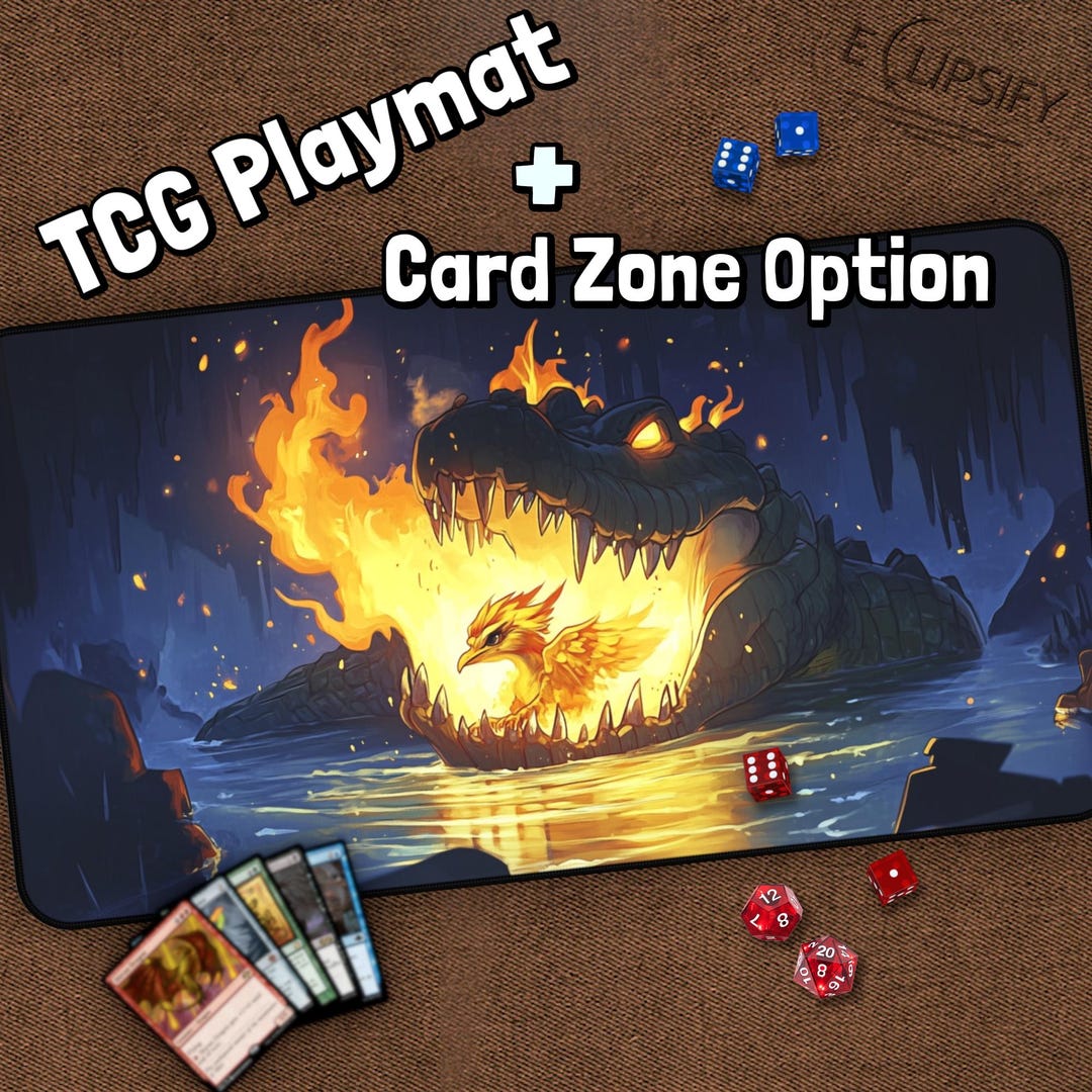 Phoenix Fire TCG Playmat, Crocodile, Magical Phoenix MTG Play Mat With ...